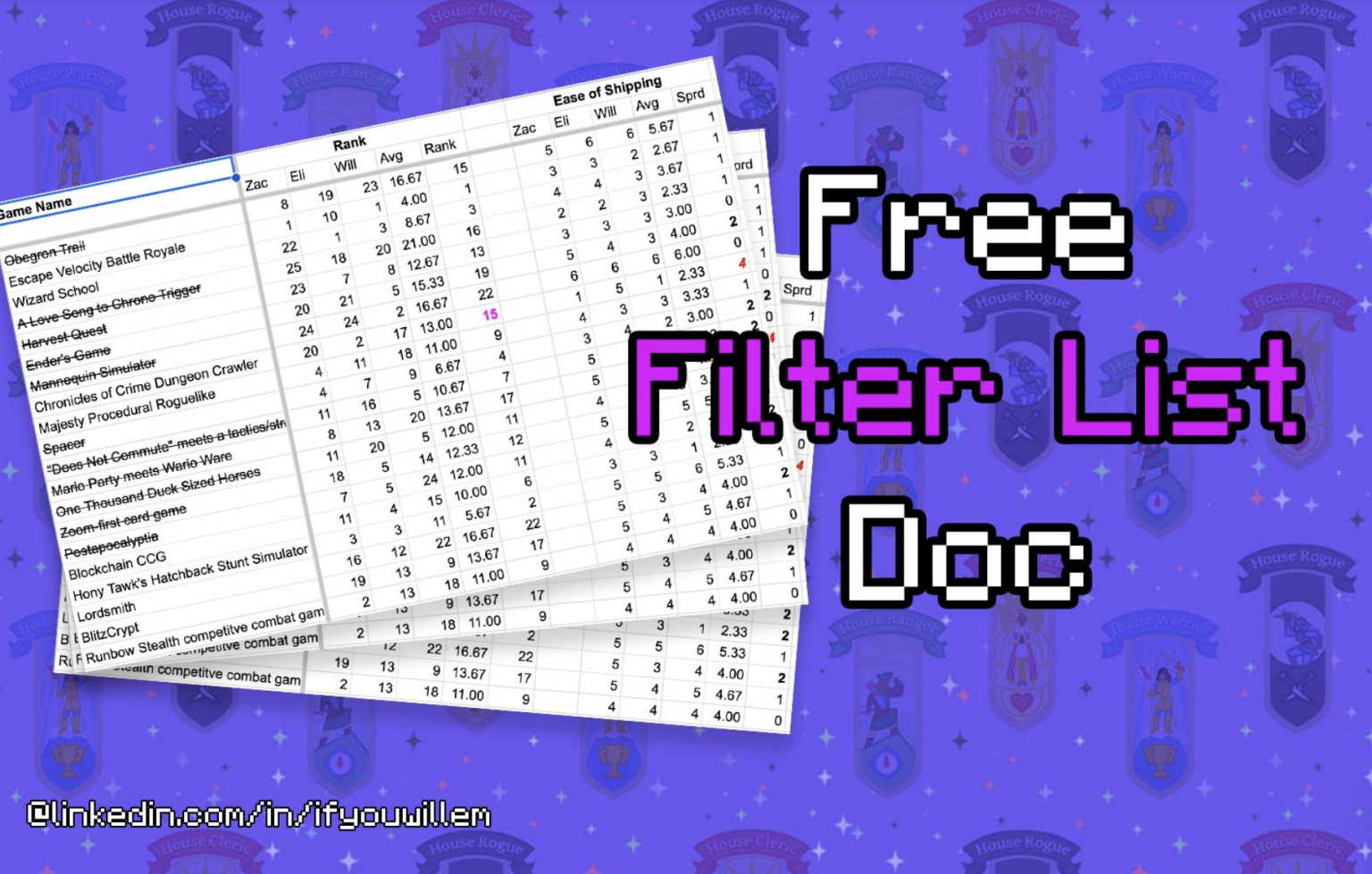 Brainstorming? Filter Lists: how to use them + template! – Indie Game ...